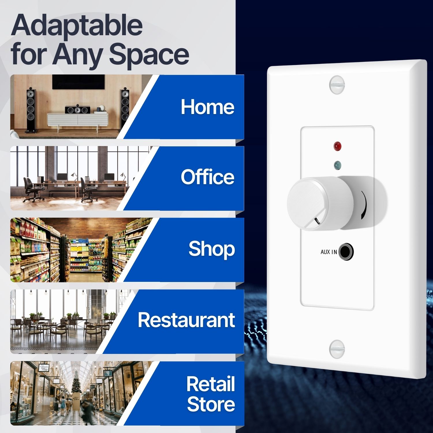 TNP In-wall Bluetooth Audio Receiver Wall Plate BT 4.2 Wireless Adapter ...