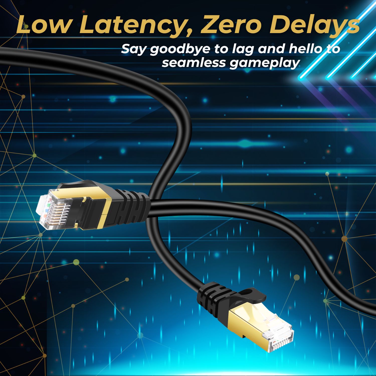 CAT 7 Ethernet Cable 1.5ft High Speed 10 Gbps 600MHz Black CAT7 ...