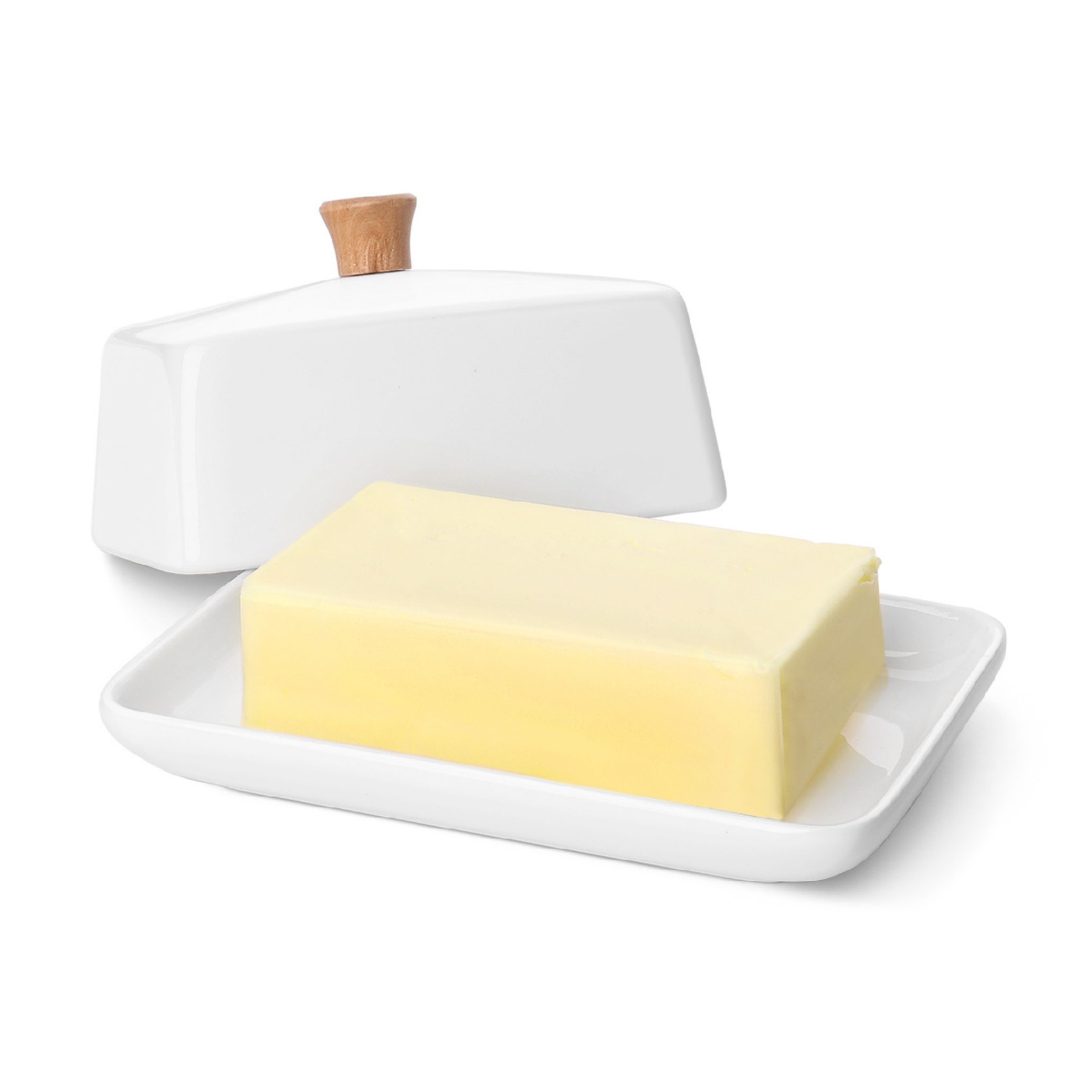 Ceramic White Butter Dish and Lid Cover - Butter Storage and ...